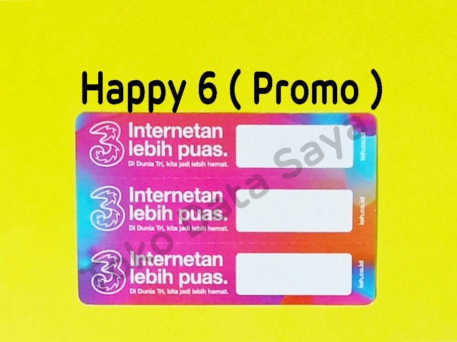 Voucher Kuota Data 3 / Three / Tri Happy 6GB, 5Hari Jatim-Jateng NEW t – Sugih Global Komunika
