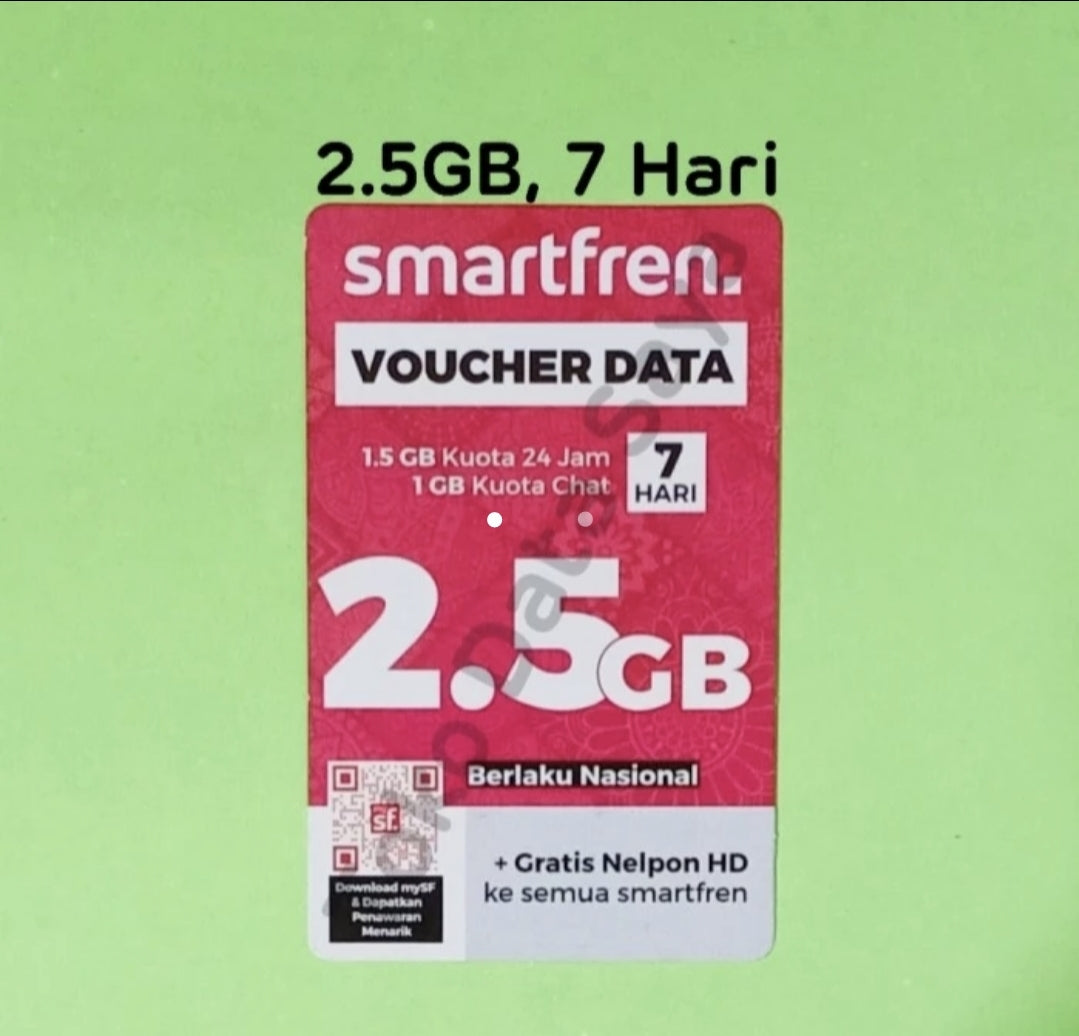 Voucher Kuota Data Smartfren 2.5GB, 7 Hari – Sugih Global Komunika